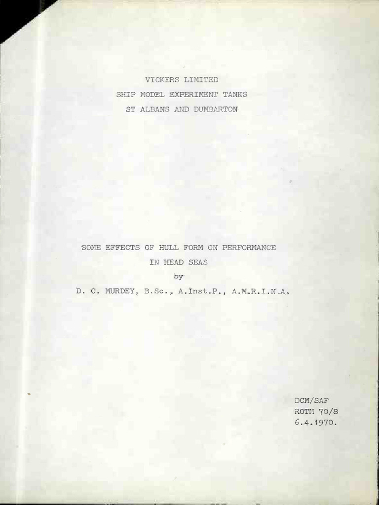 Some Effects of Hull Form On Performance in Head Seas | PDF | Ships ...