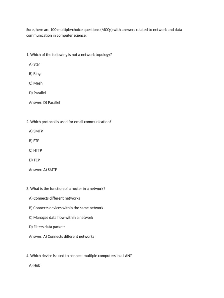 Networking &data Communication Mcqs | PDF | Computer Network | Internet Protocols