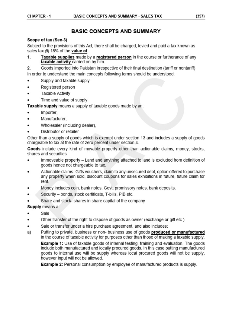 1 Basic Concepts S.TAX-ST | PDF | Taxes | Goods