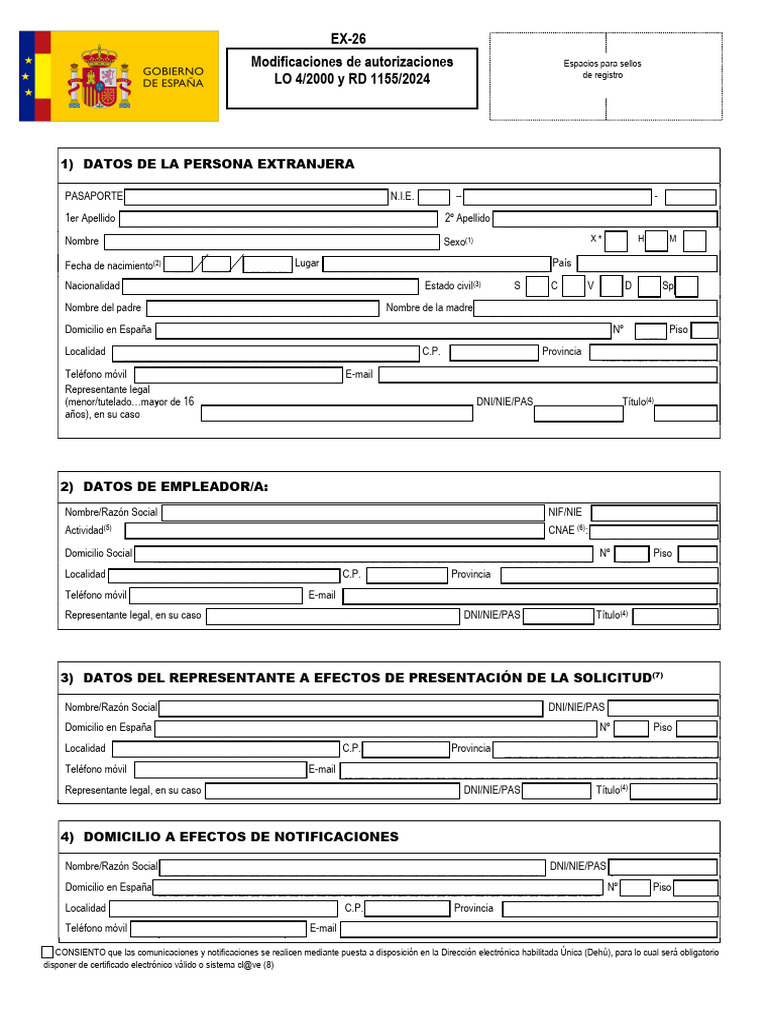 EX26. Formulario de Solicitud de Modificación de Autorización de ...