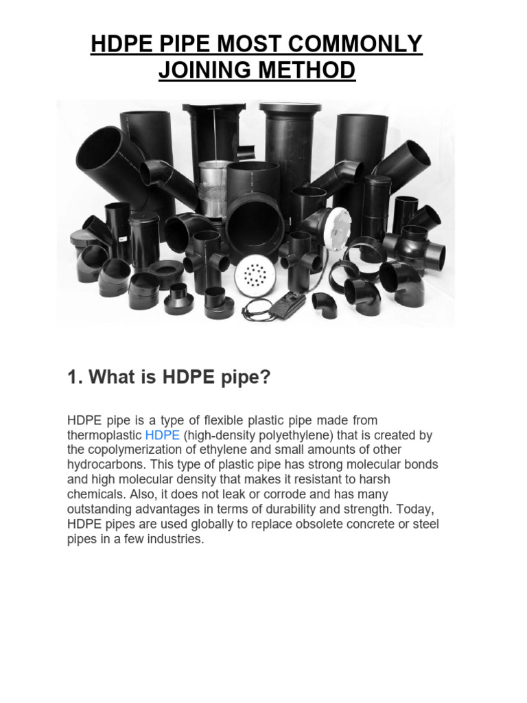 Hdpe Pipe Joining Methods | PDF | Pipe (Fluid Conveyance) | Applied And Interdisciplinary Physics