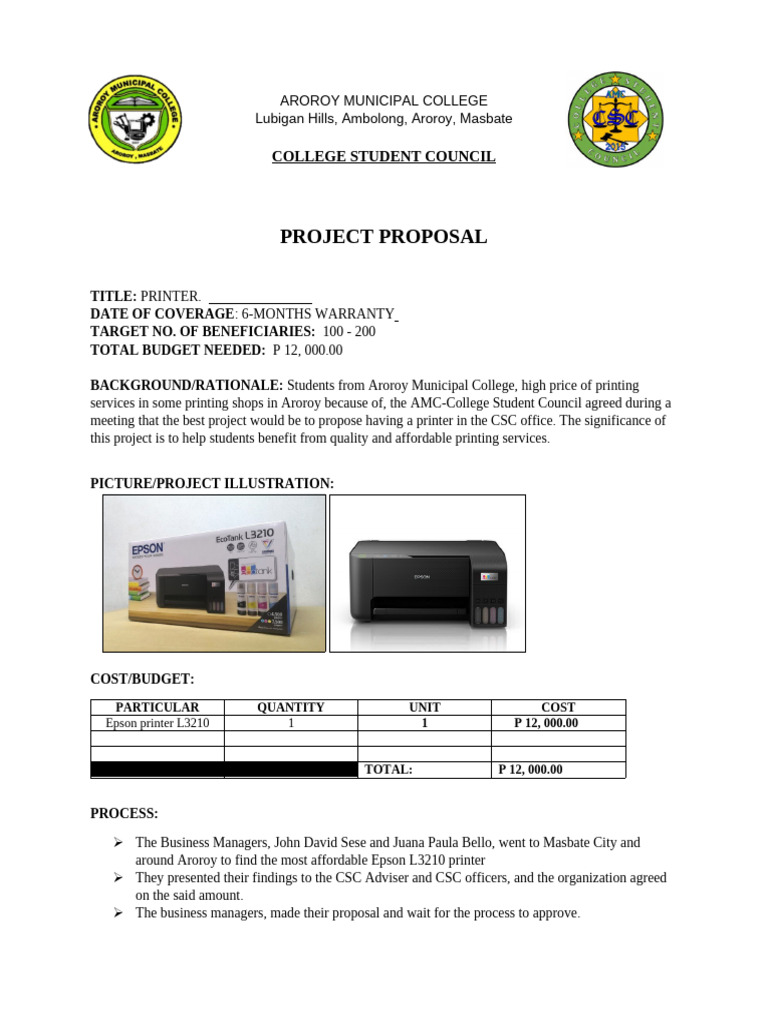 Project Proposal-Printer | PDF | Printer (Computing) | Publishing