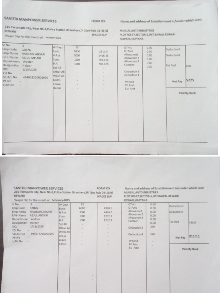 Hasnain Ansari Salary Slip | PDF