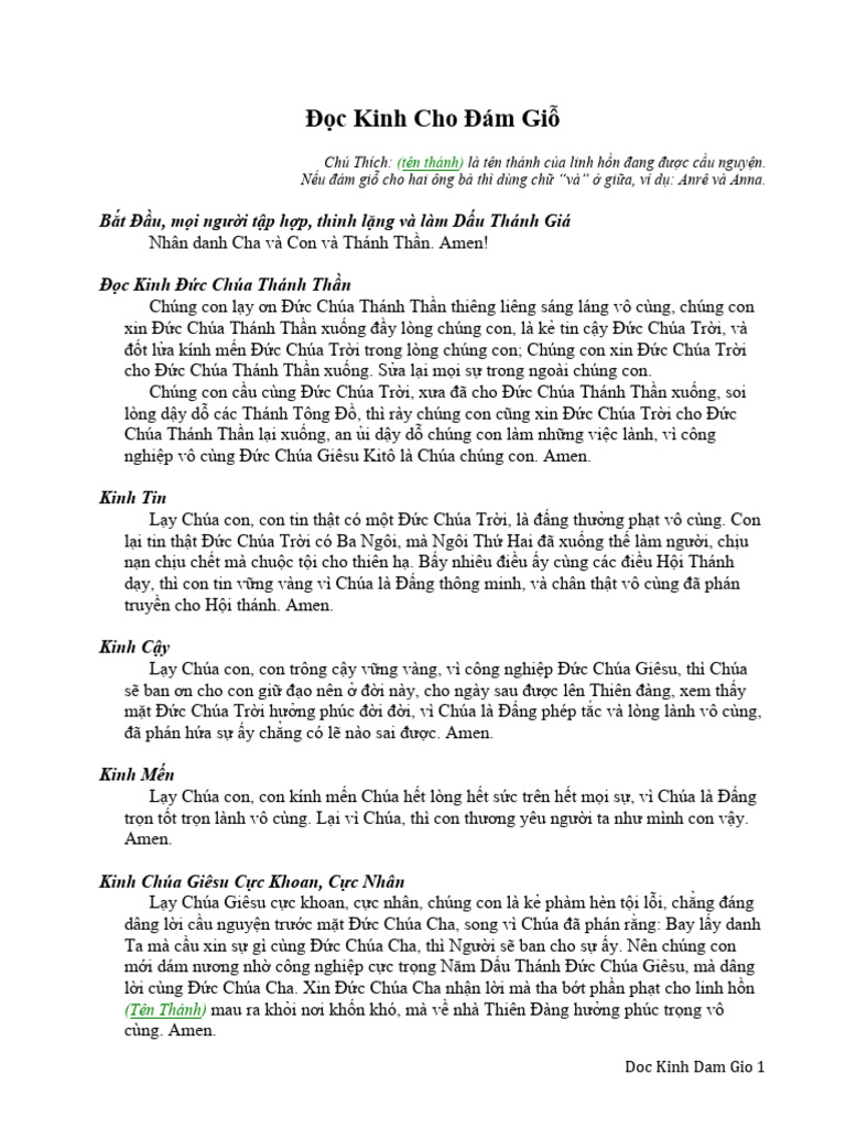 Cach Doc Kinh Cho Dam Gio | PDF