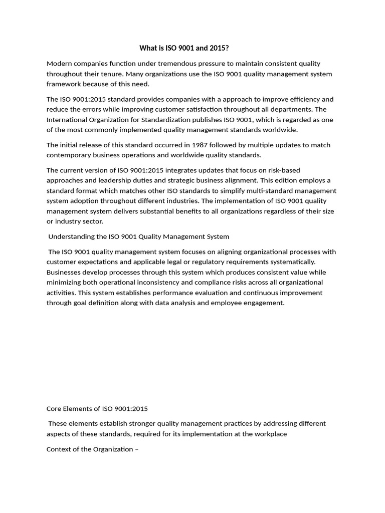Understanding ISO 9001:2015 Standards | PDF | Quality Management ...
