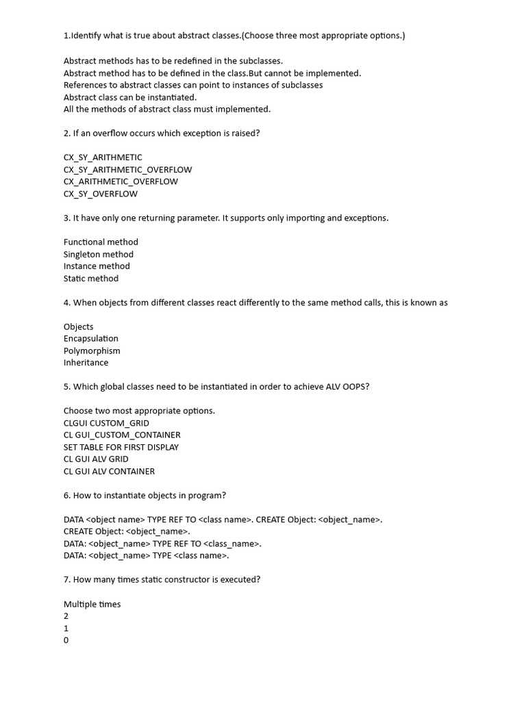 Dumps Abap 2 | PDF | Method (Computer Programming) | Class (Computer ...