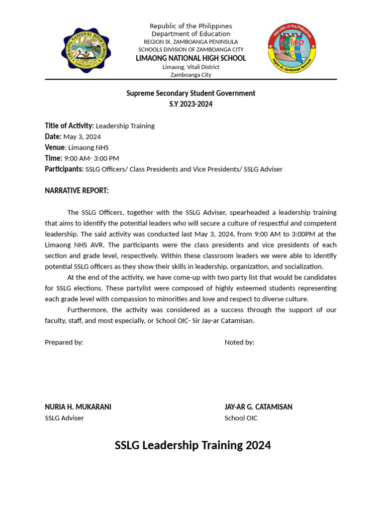 SSLG Leadership Training | PDF