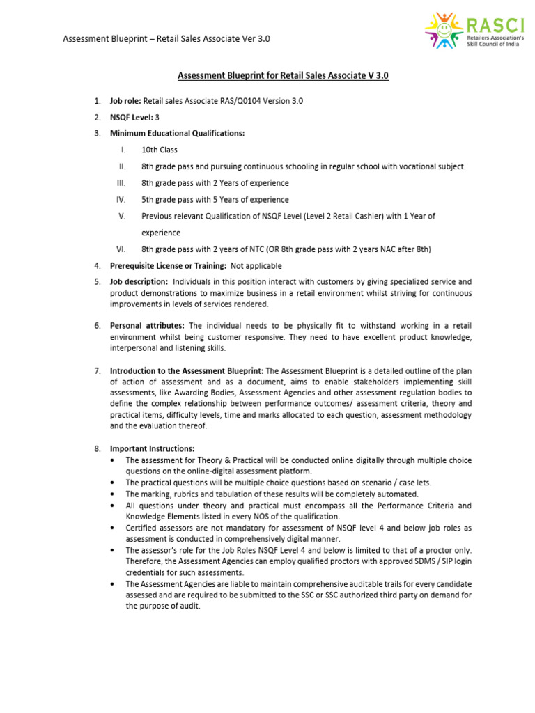 Retail Sales Associate Assessment Guide | PDF | Expert | Languages Of India