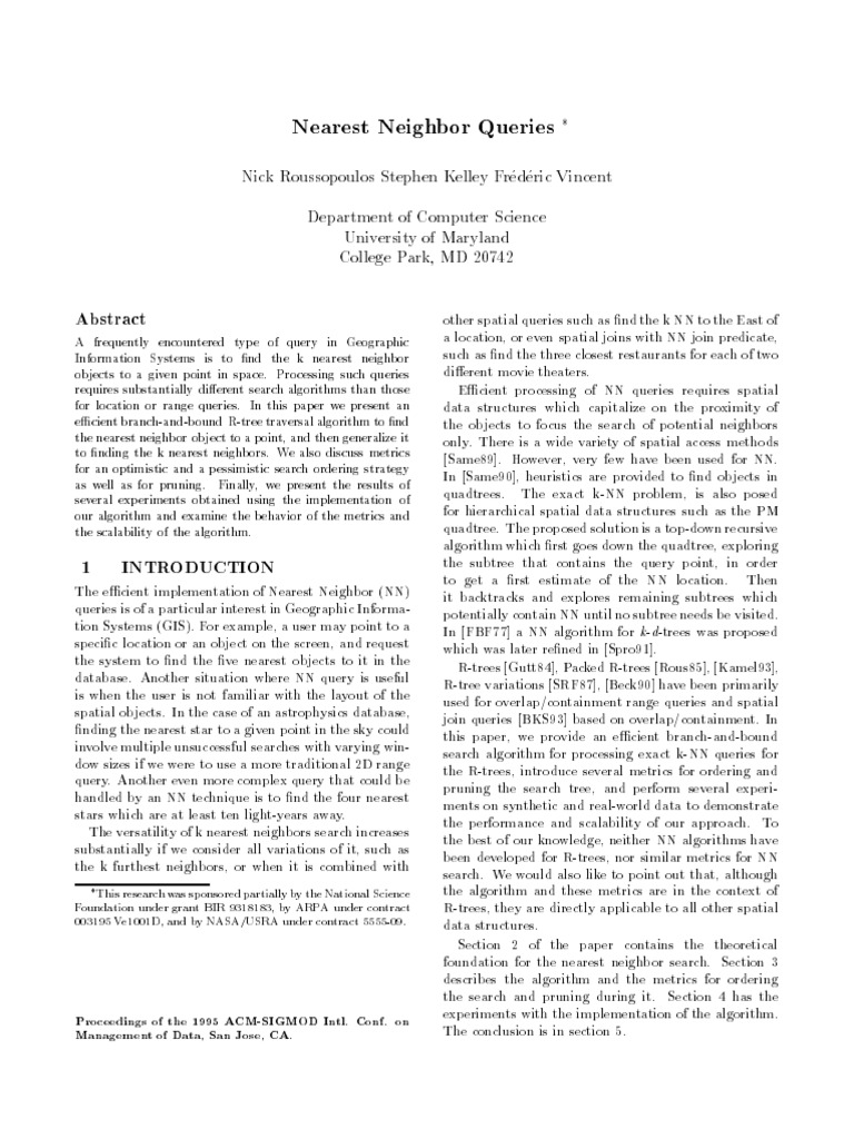 Nearest Neighbor Queries | PDF | Algorithms And Data Structures | Geometry