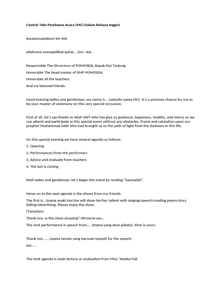MC Script for Formal Events in English | PDF