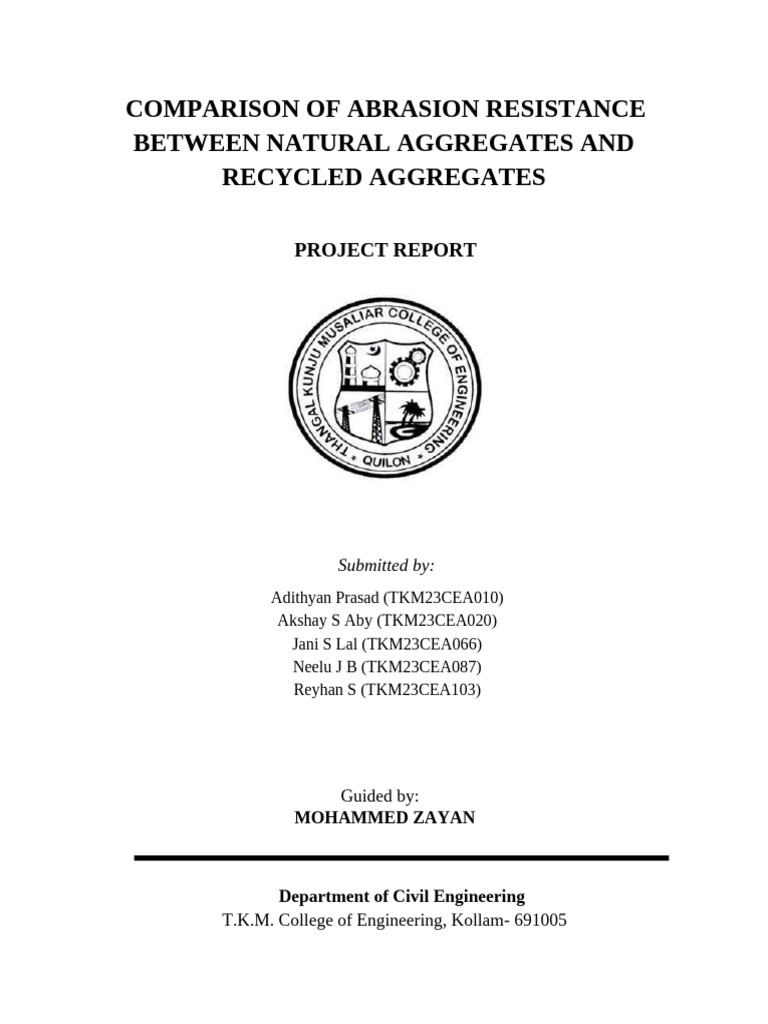 Abrasion Resistance of Aggregates Comparison | PDF | Construction ...