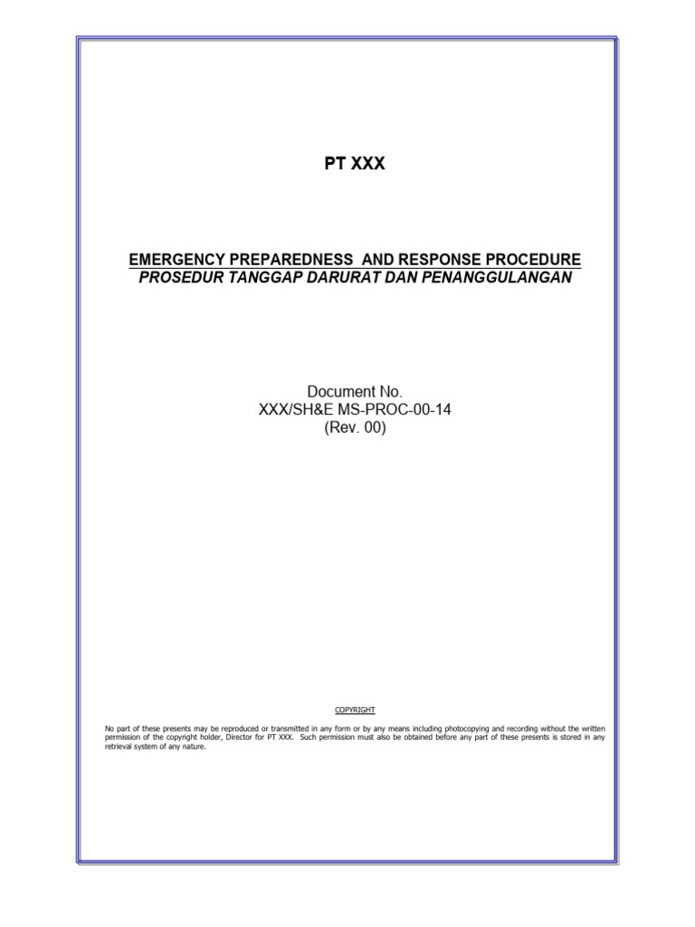 ERP Prosedur Contoh | PDF | Emergency | Blowout (Well Drilling)