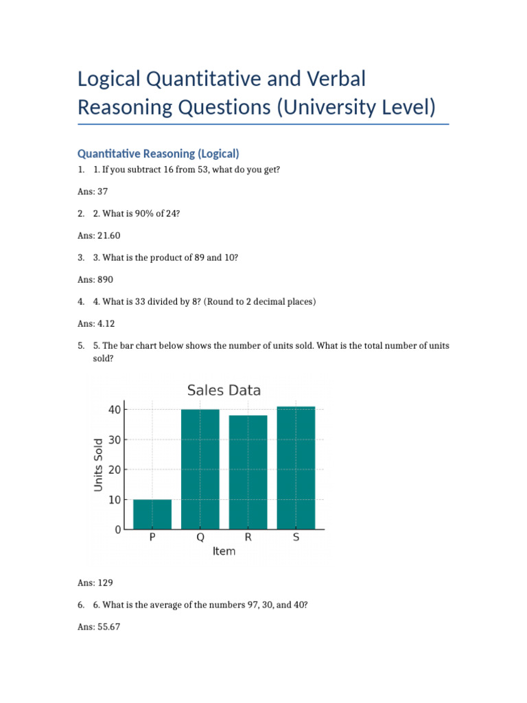 Logical Quantitative Verbal Reasoning | PDF | Chess Openings | Chess Theory