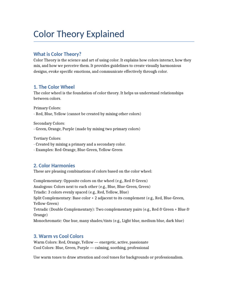 Color Theory Explained | PDF | Color | Psychophysics