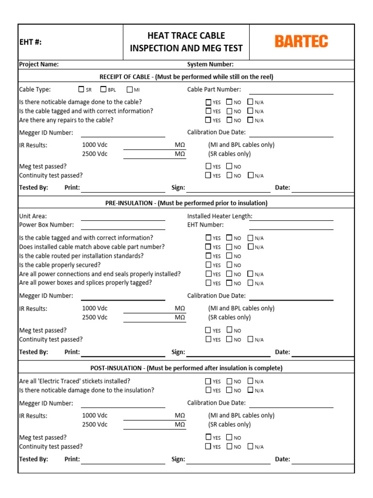 BARTEC - V1 - Meg Test Form | PDF | Electricity | Building Engineering