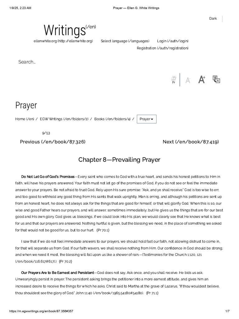 Ellen G. White on Prevailing Prayer | PDF | Prayer | Faith