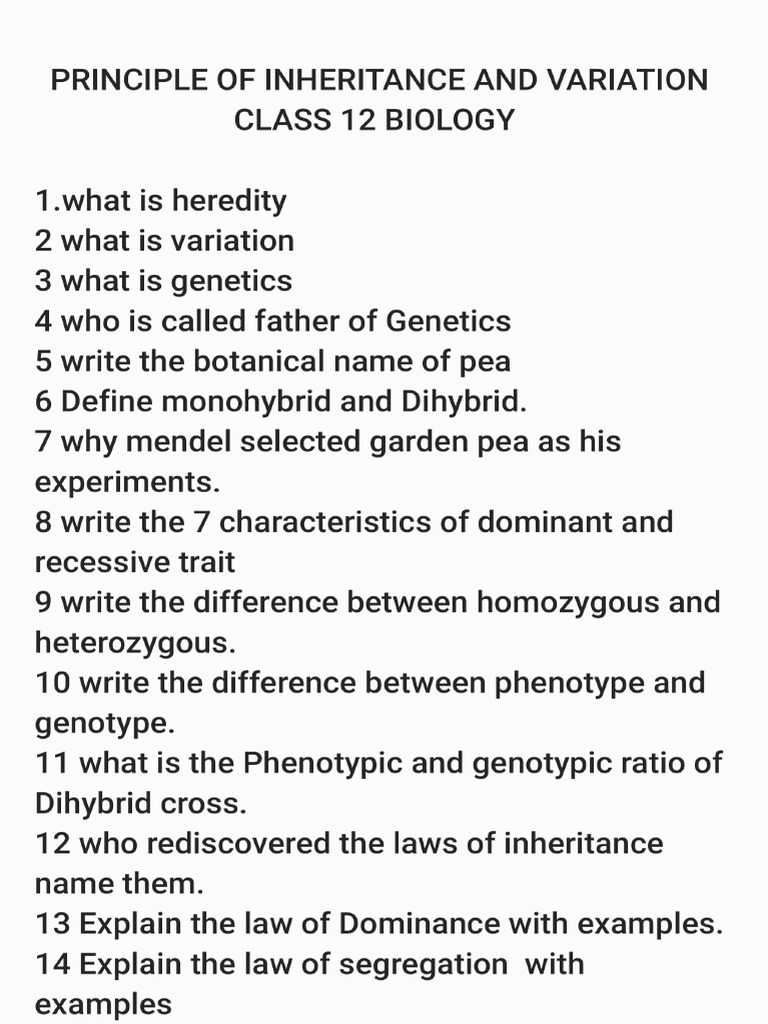 Principle of Inheritance& Variation - 250712 - 181950 | PDF