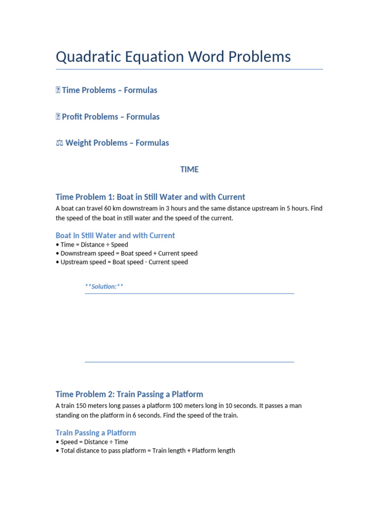 Maryl - Time, Profit, Weight Quadratic - Equation - Word - Problems ...