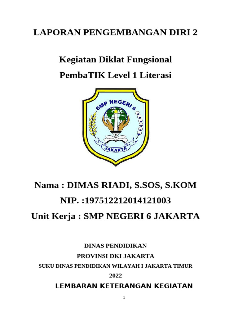 Laporan Pengembangan Diri 2. PembaTIK Level 1 Literasi | PDF