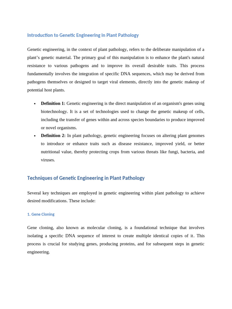 Genetic Engineering in Plant Pathology | PDF | Molecular Cloning ...