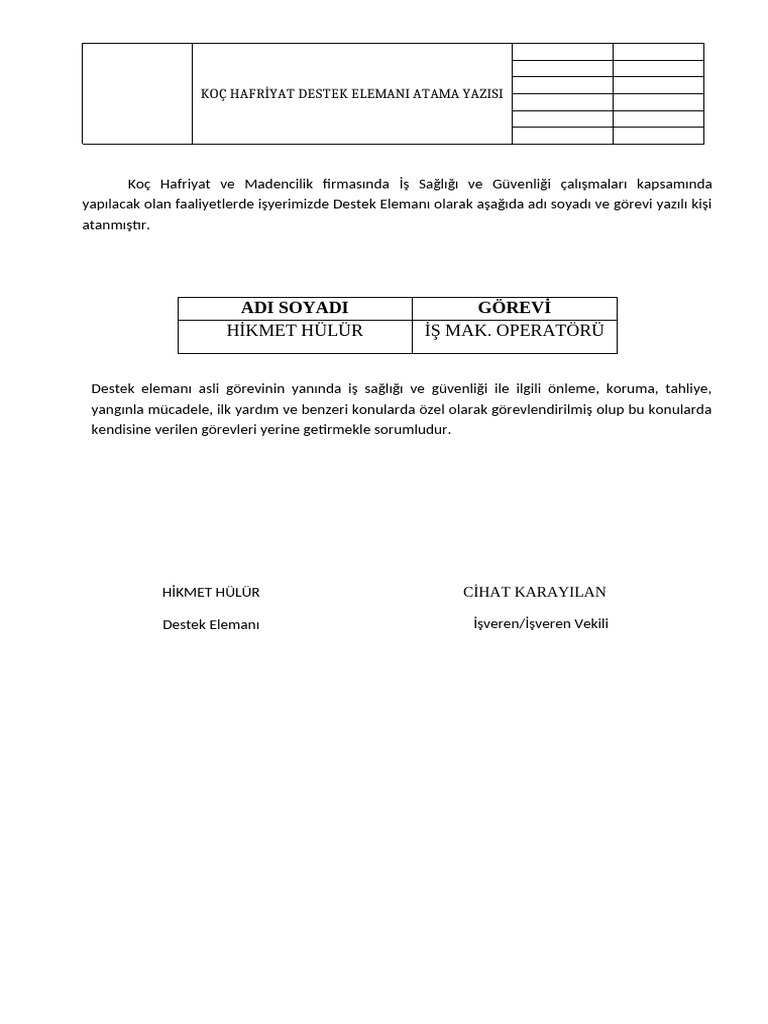 Destek Elemani Atama | PDF