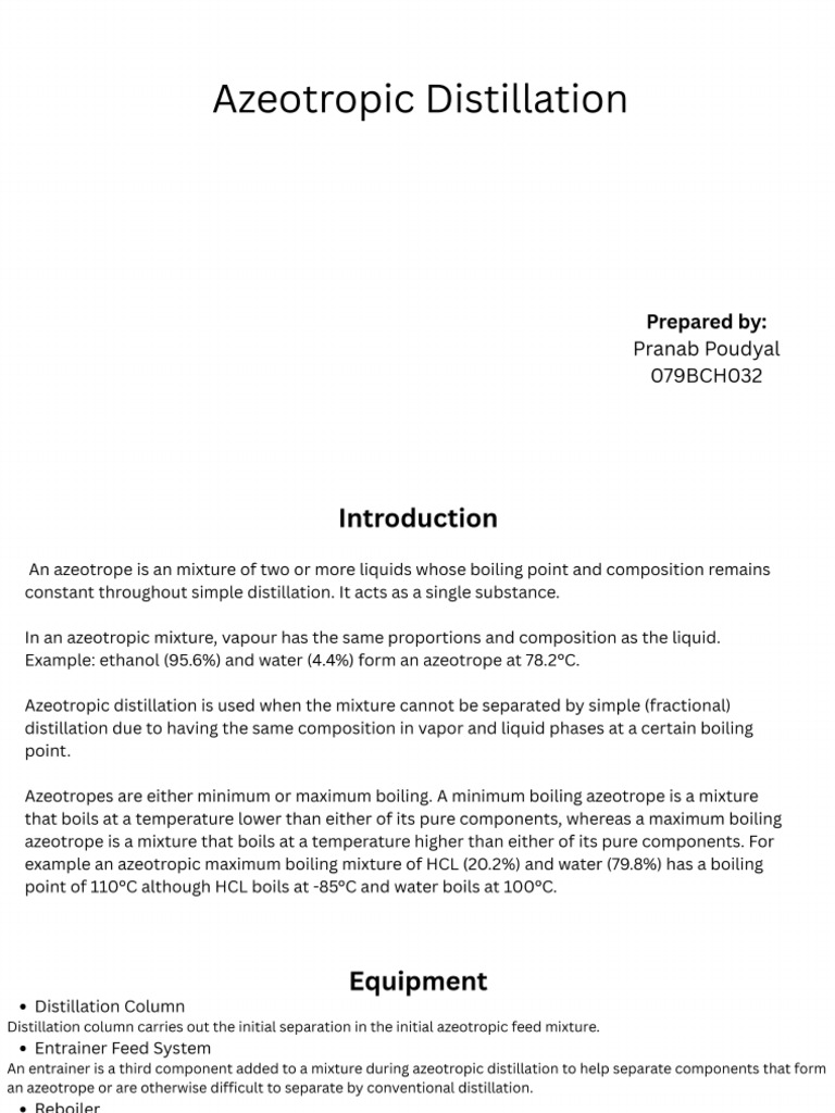 Azeotropic Distillation | PDF