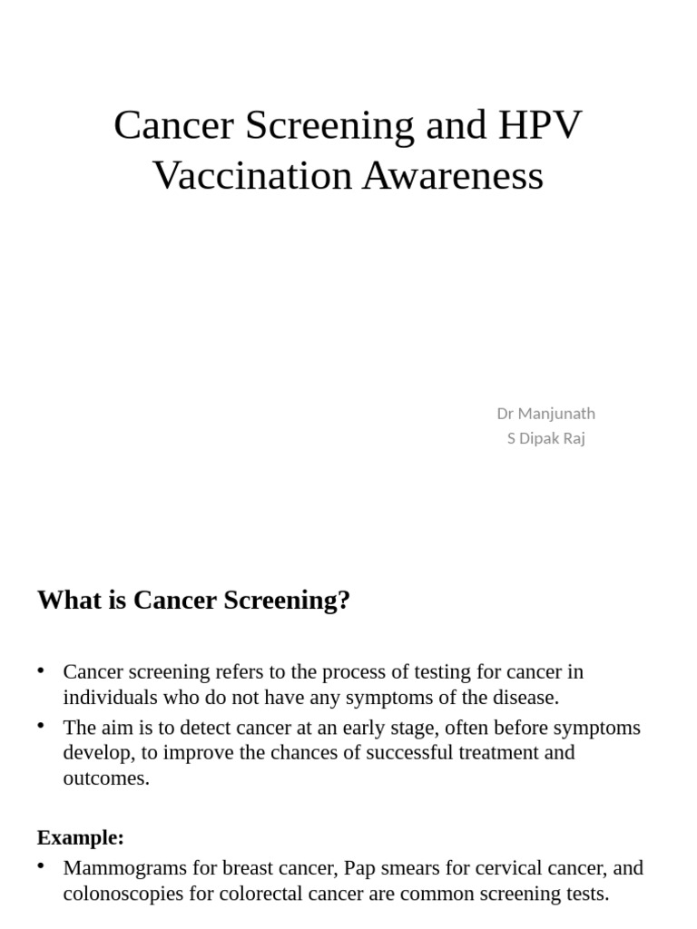 Cancer Screening and HPV Vaccination Guide | PDF