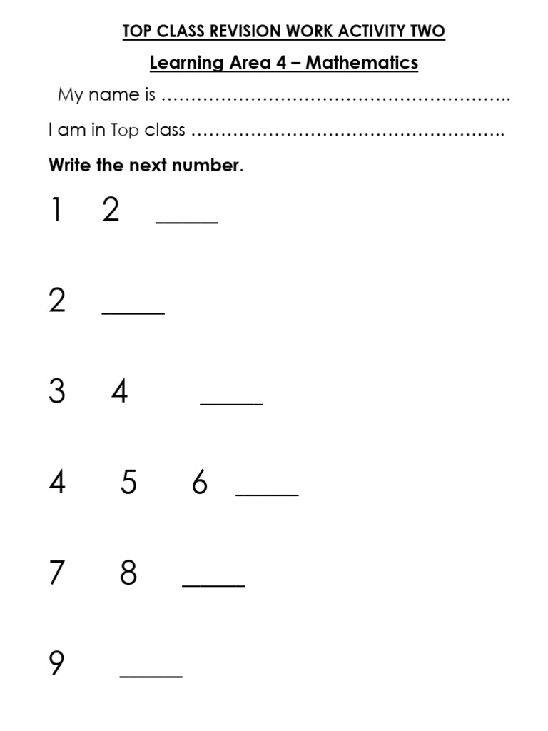 Top Class Mathematics Revision Work Activity Two | PDF