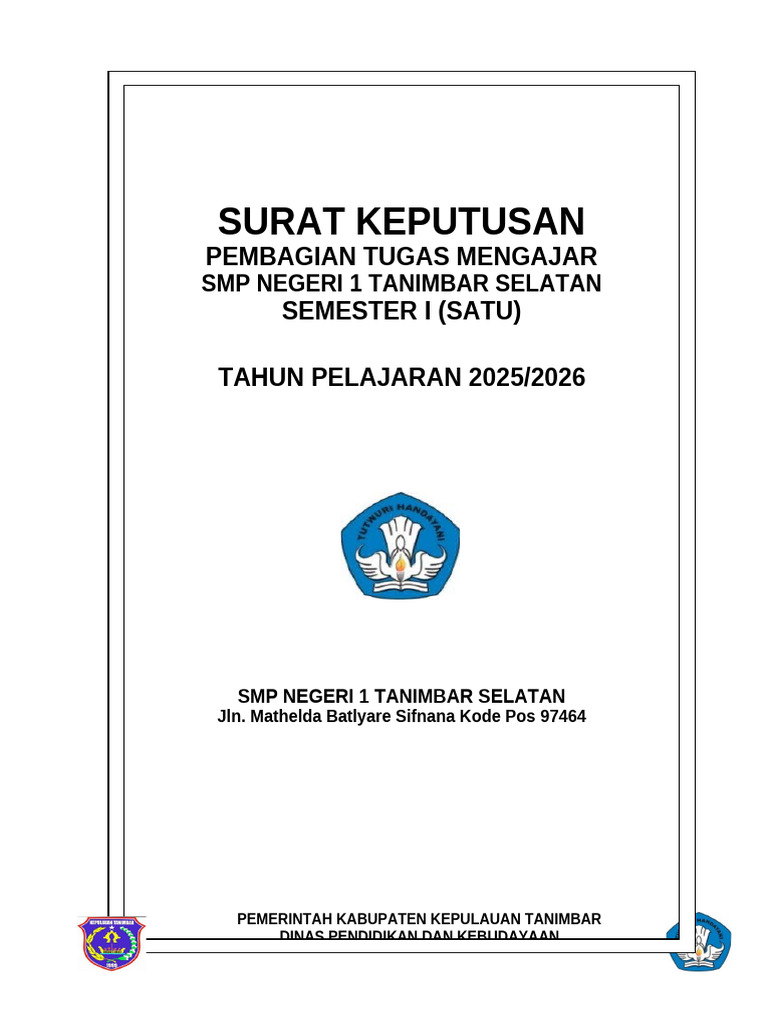 SK Pembagian Tugas Guru 2025 | PDF