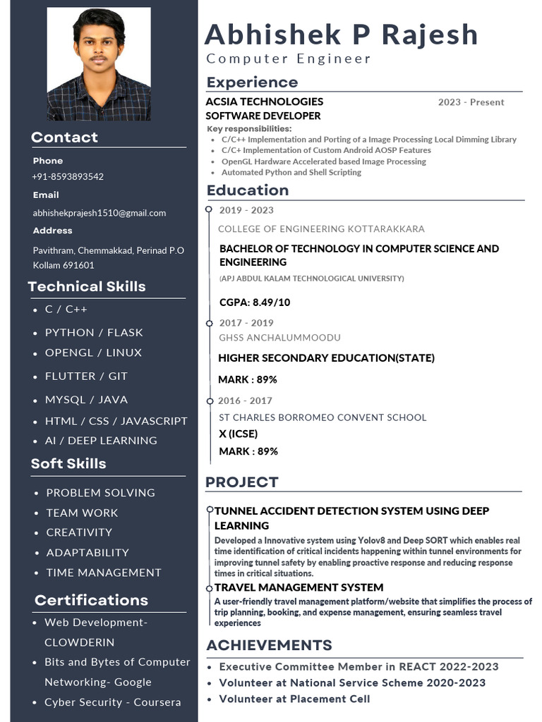 Abhishek P Rajesh Resume | PDF | Android (Operating System) | Software Engineering