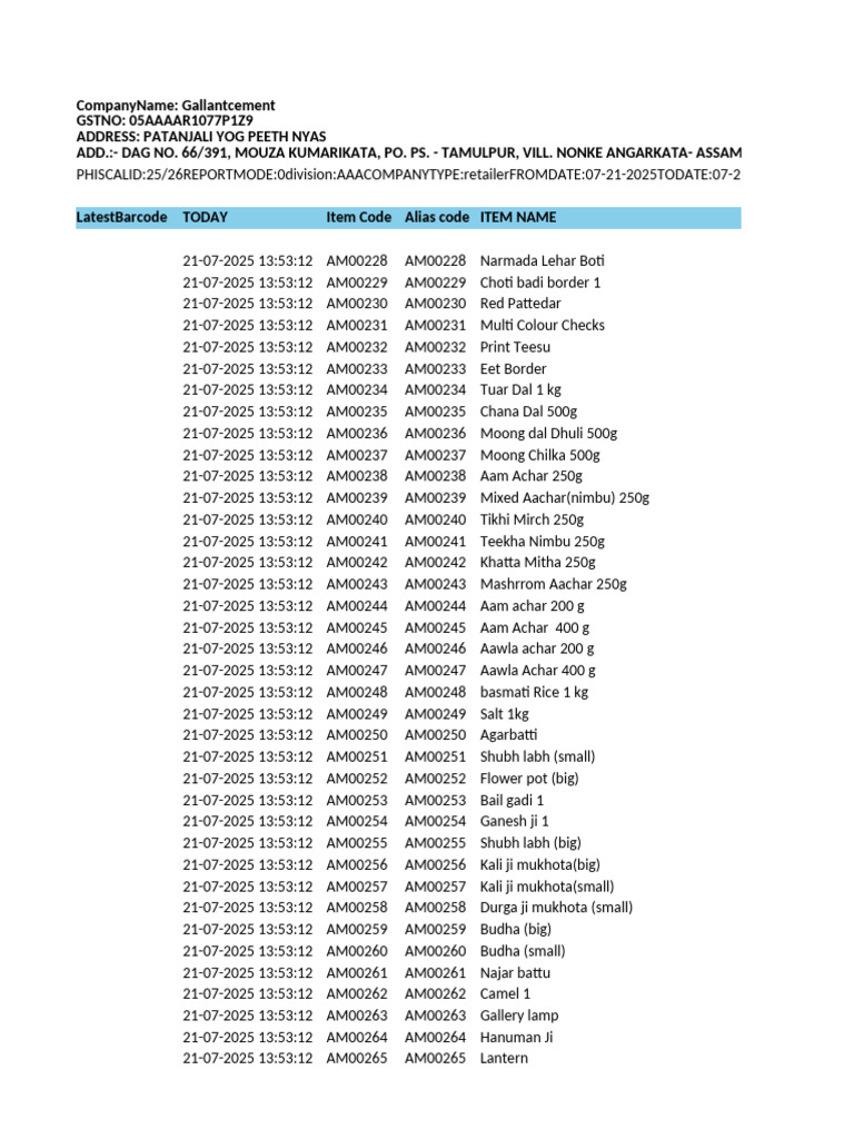 Closing Stock Summary Report | PDF