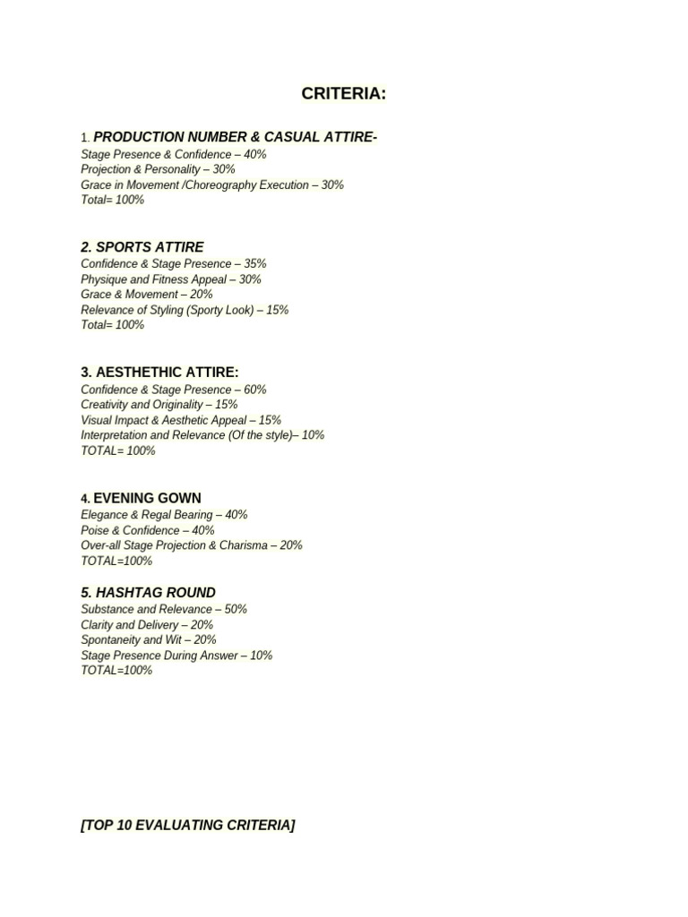 Criteria Miss LNK 2025 | PDF