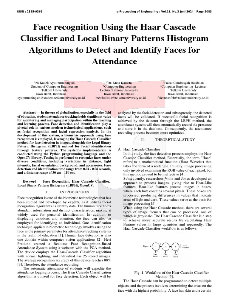 Face Recognition Using The Haar Cascade | PDF | Statistical Classification | Image Segmentation
