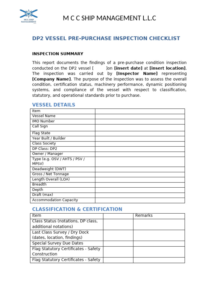 PrePurchase Inspection Checklist | PDF | Watercraft | Water Transport