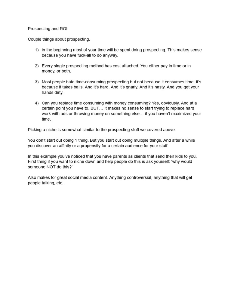 Prospecting and ROI | PDF