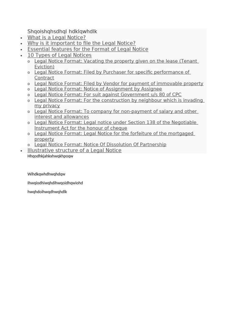 Comprehensive Guide to Legal Notices | PDF