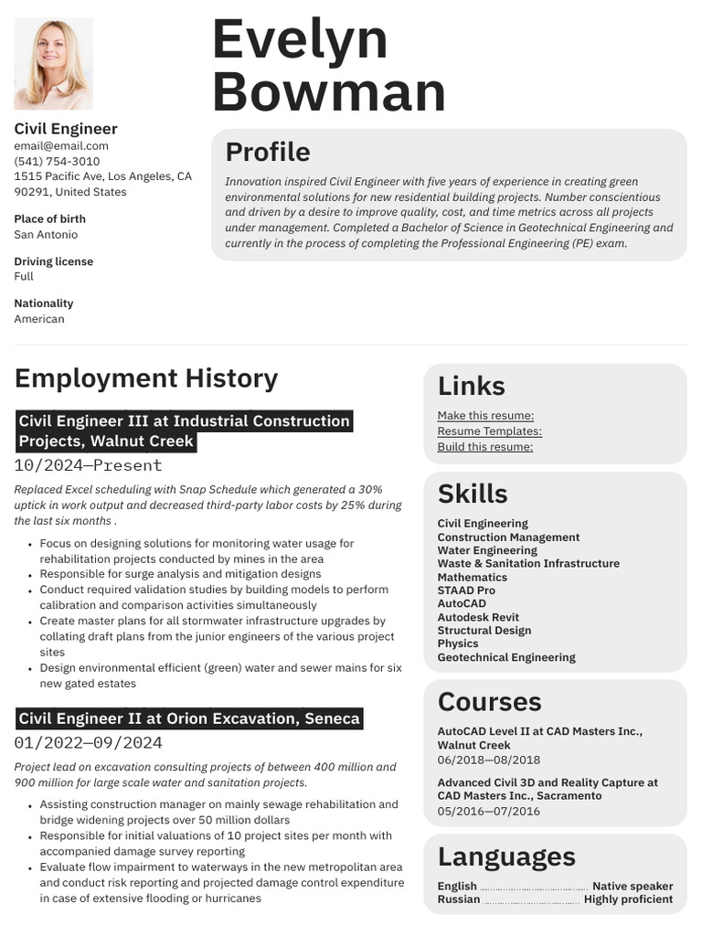 Civil Engineer Resume Example 2 | PDF | Civil Engineering | Engineering