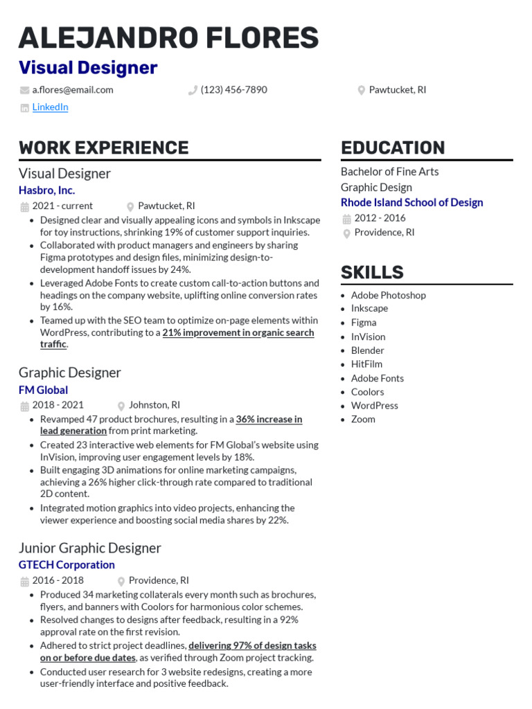 Visual Designer Resume of Alejandro Flores | PDF | Graphic Design ...