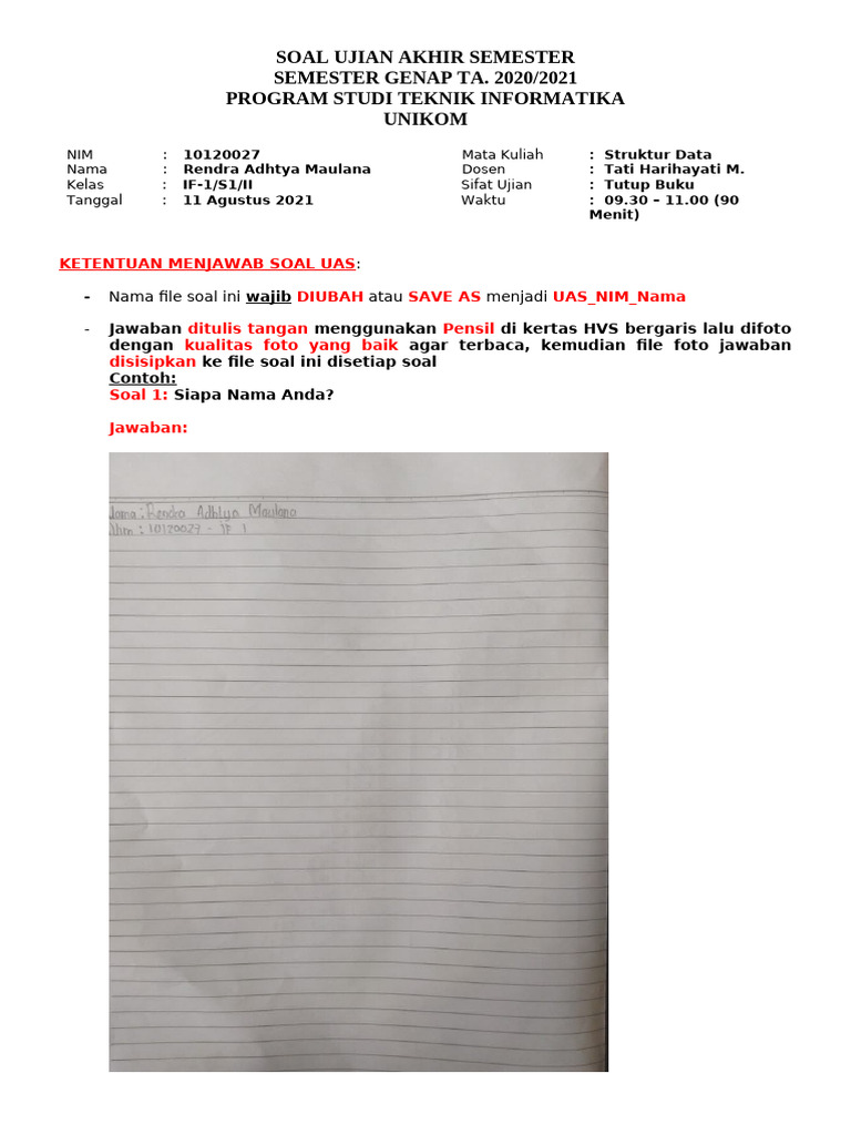Uas - 10120027-Rendra Adhtya Maulana | PDF