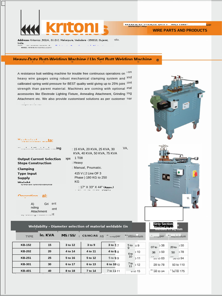 Heavy Butt Welding Machine - Upset Butt Welding Machine | PDF | Welding ...