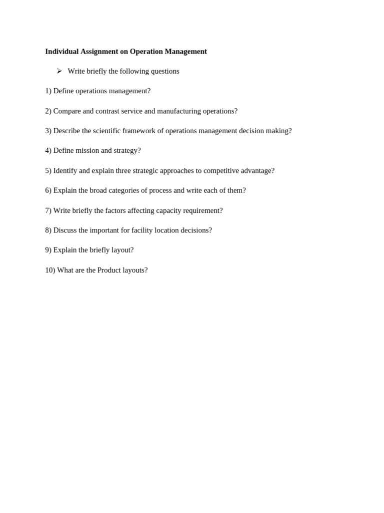 Operations Management Assignment Guide | PDF