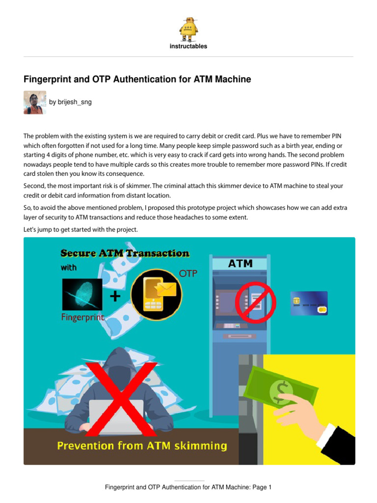 Fingerprint and OTP Based Authentication For ATM M | PDF | Arduino ...