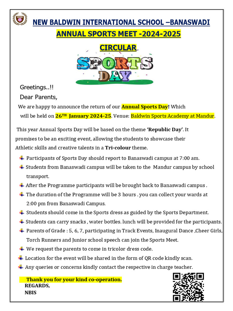 Sports Day - Circular Updated | PDF