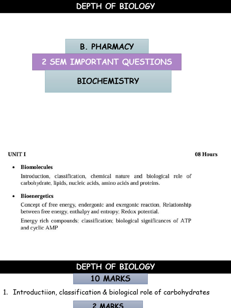 Biochemistry 2nd Sem Imp Qu | PDF