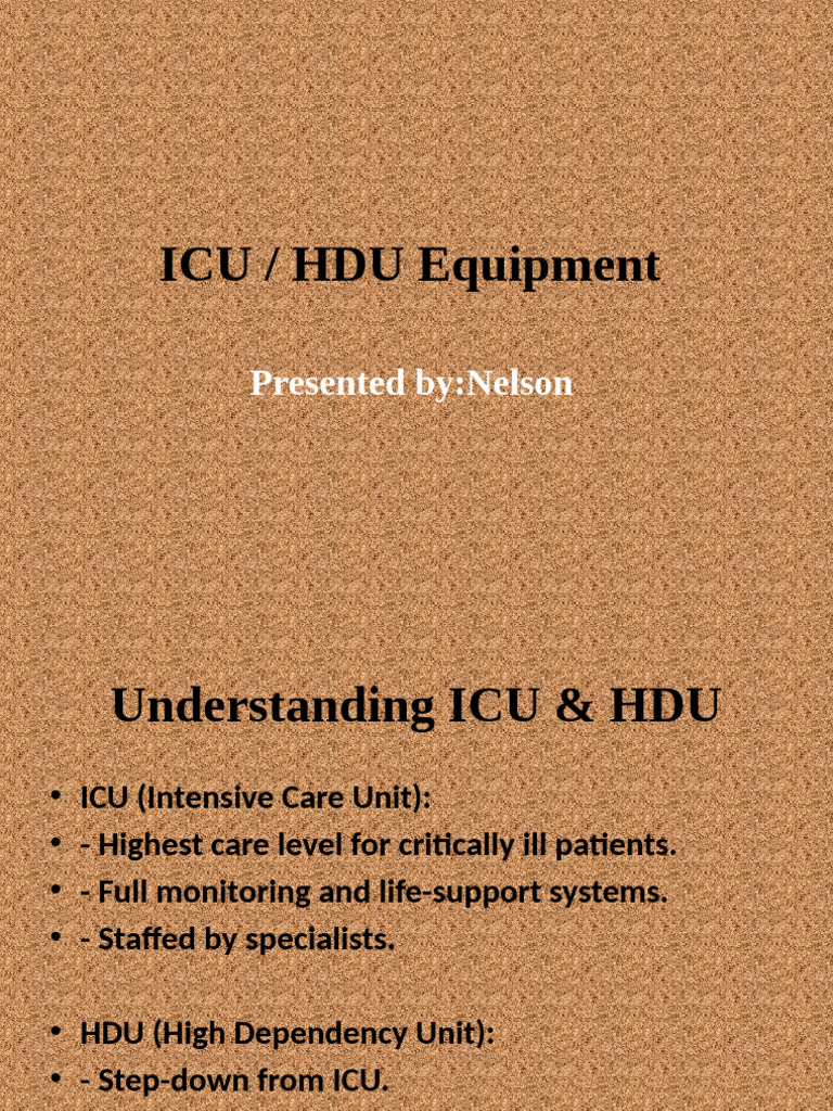 ICU and HDU Equipment Overview | PDF | Intensive Care Unit | Medicine