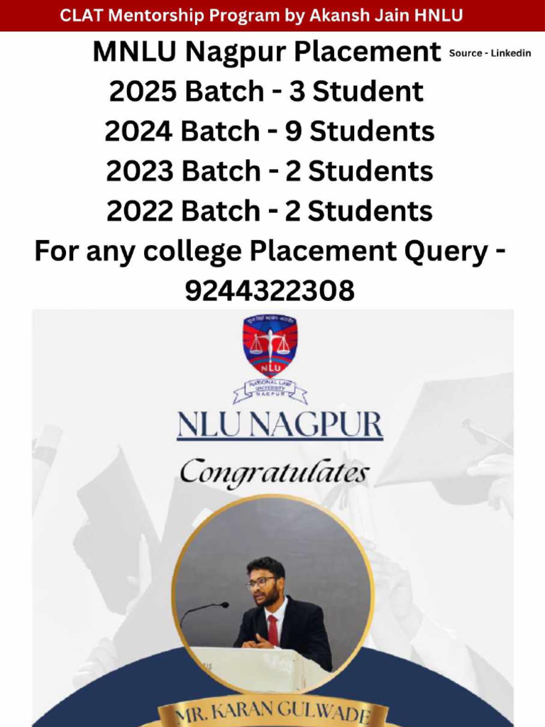 MNLU Nagpur Placement Information - Compiled by Akansh Jain HNLU CMP-compressed | PDF