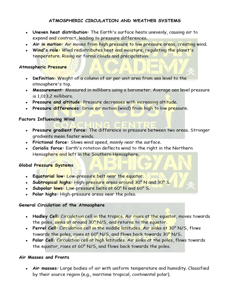 Atmospheric Circulation and Weather Systems | PDF | Atmospheric ...