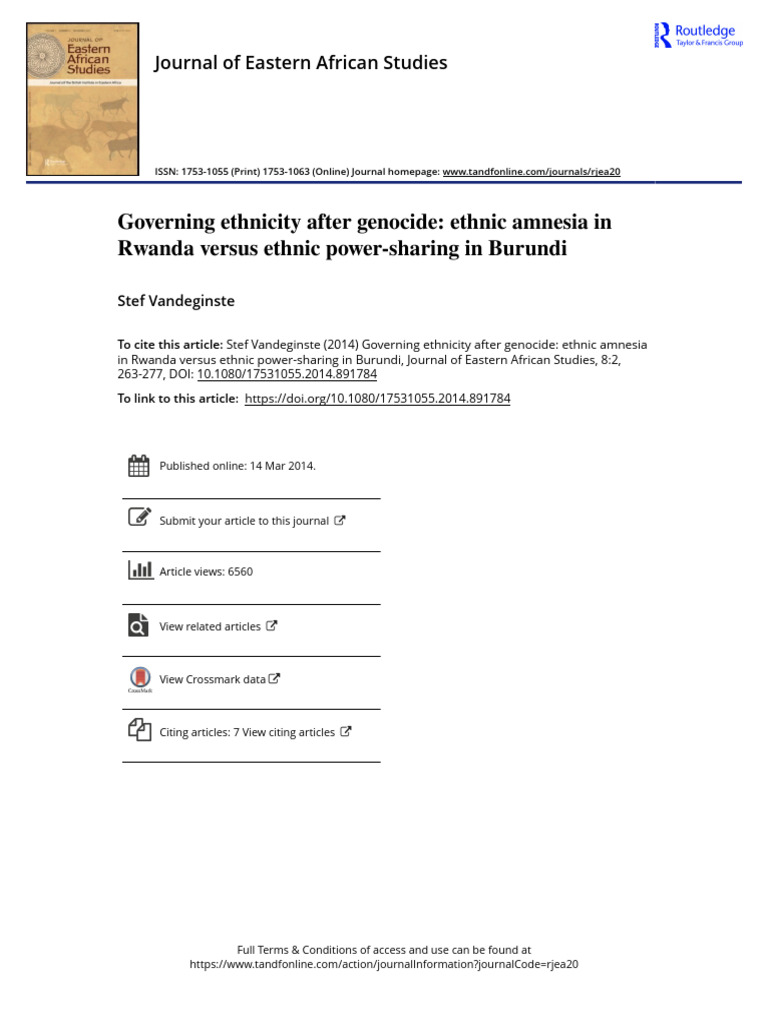 Ethnicity Governance in Rwanda and Burundi | PDF | Hutu | Tutsi