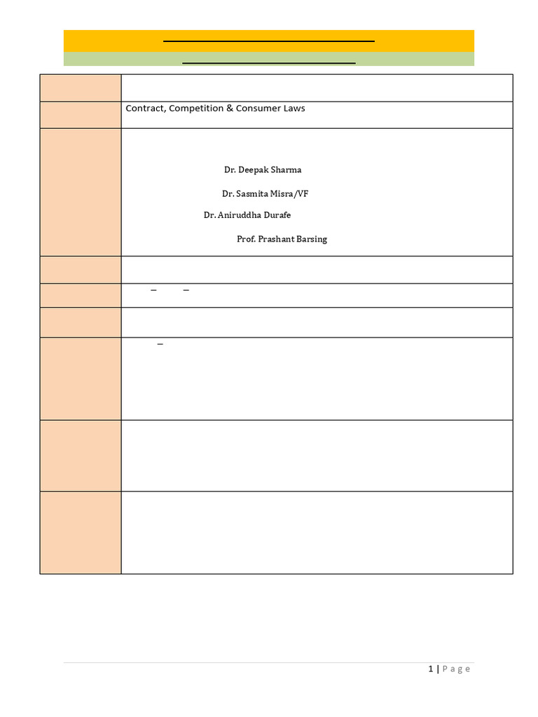 Contract, Competition & Consumer Laws Course | PDF | Information ...
