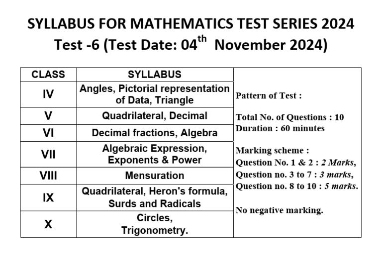Math Test Series - Test-6 - 04 Nov 2024 Student | PDF